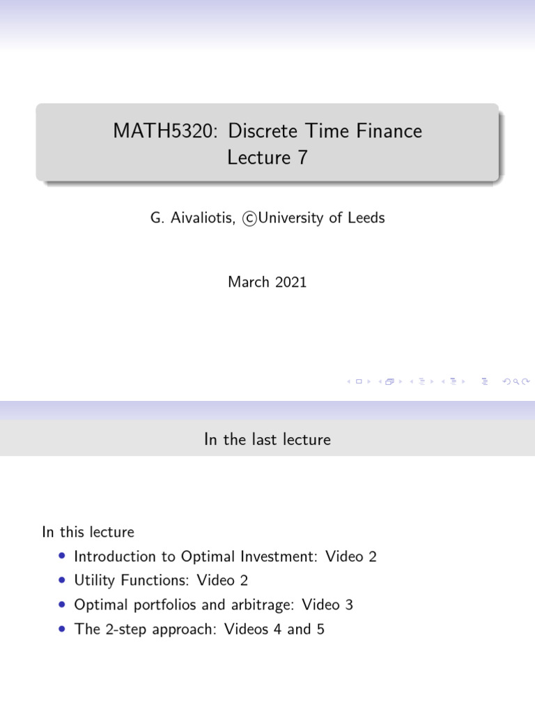 Lecture7_2021 | PDF | Risk Aversion | Applied Mathematics