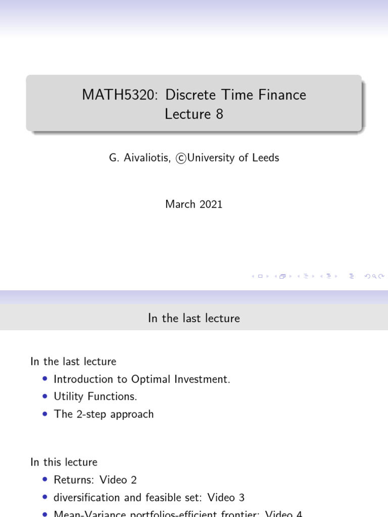 Lecture8_2021 | PDF | Applied Mathematics | Financial Accounting