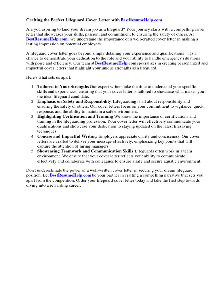 Lifeguard Cover Letter