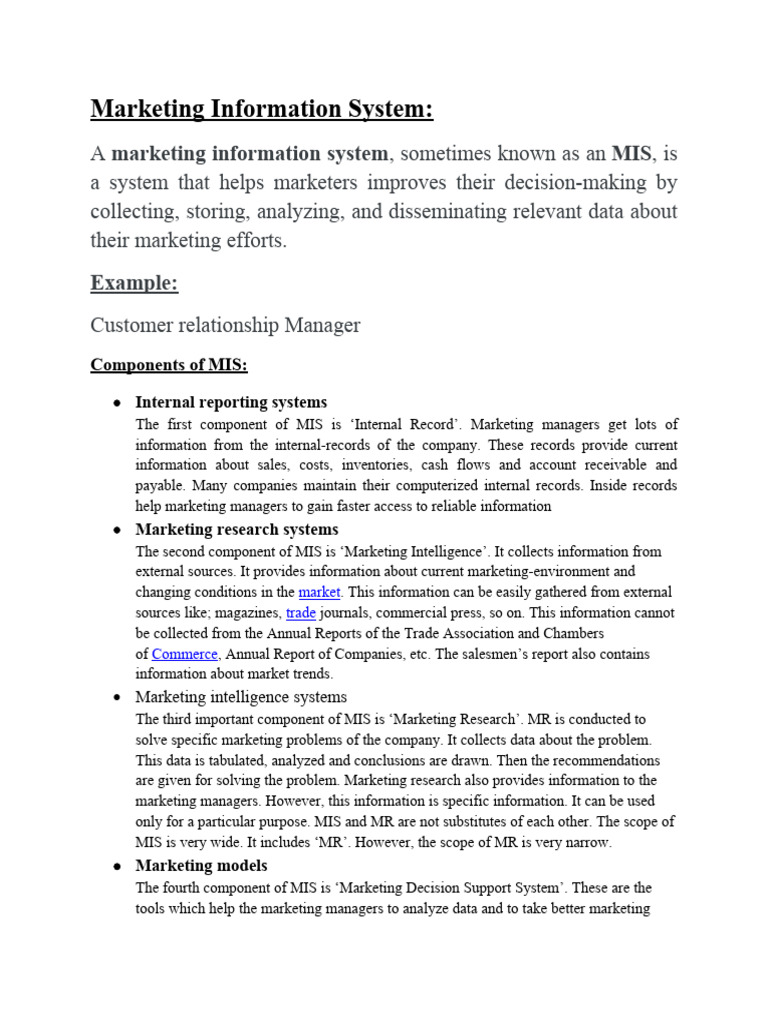 Marketing Information System | PDF | Marketing | Information