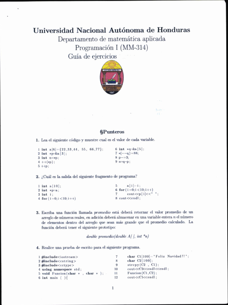 Guía Complementaria de Ejercicios (Apuntadores y Cadenas) | PDF