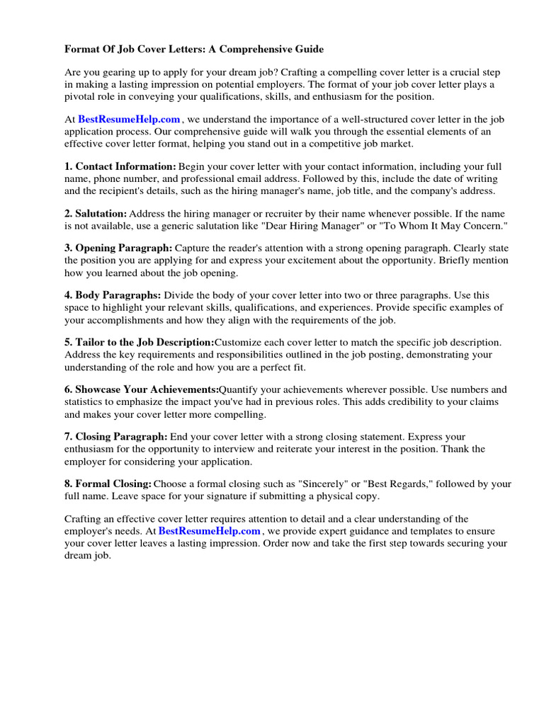 Format of Job Cover Letter | PDF | Résumé | File Format