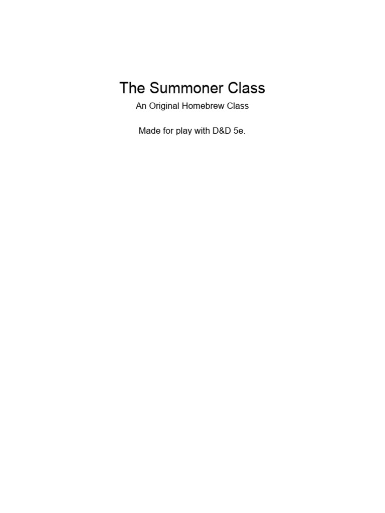 Homebrew Summoner Class for D&D 5e | PDF