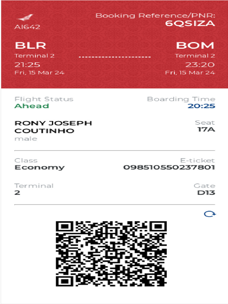 Boardingpass 6Q7721 BLRBOM | PDF
