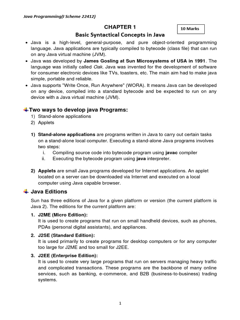 Unit 1 | PDF | Java Virtual Machine | Class (Computer Programming)