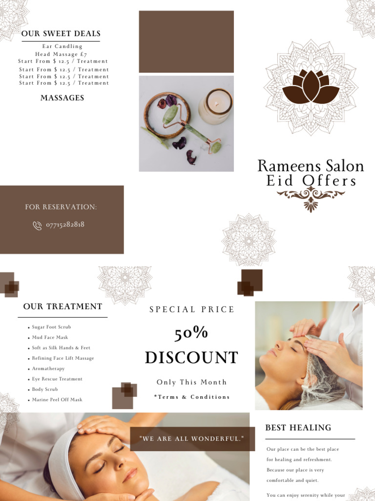 Brown and White Shodwe Spa Trifold Brochure | PDF