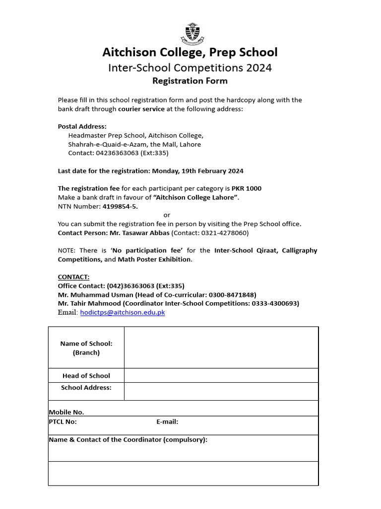 Registeration Form 2024 Final | PDF
