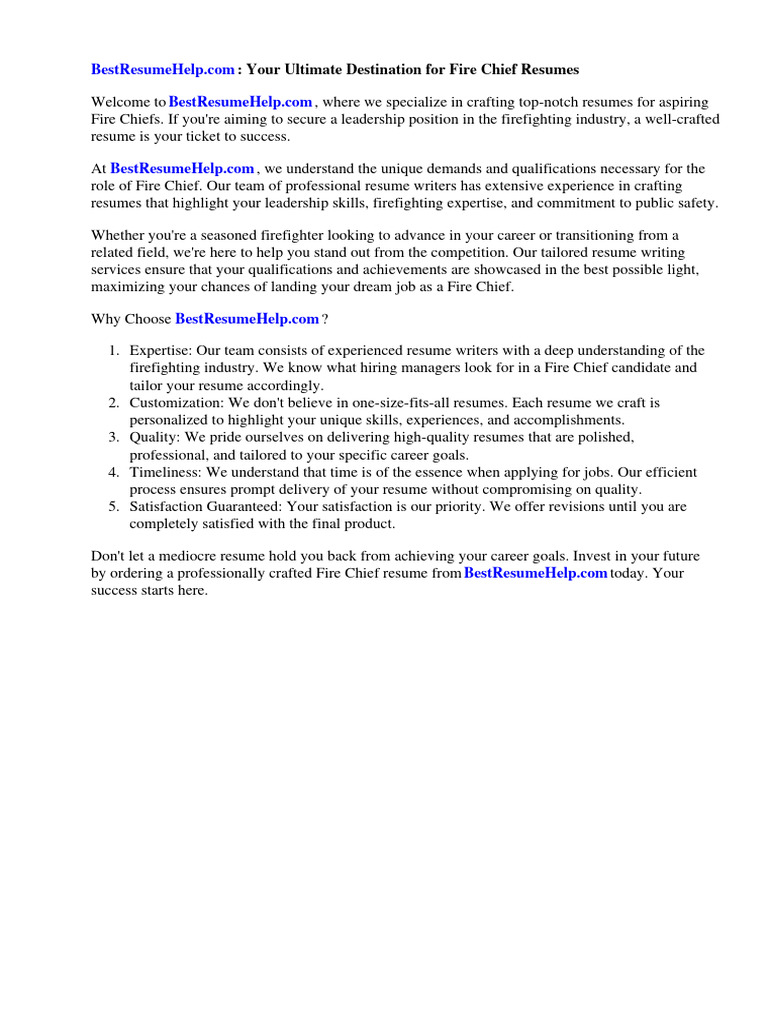 Fire Chief Resume | PDF | Firefighter | Résumé