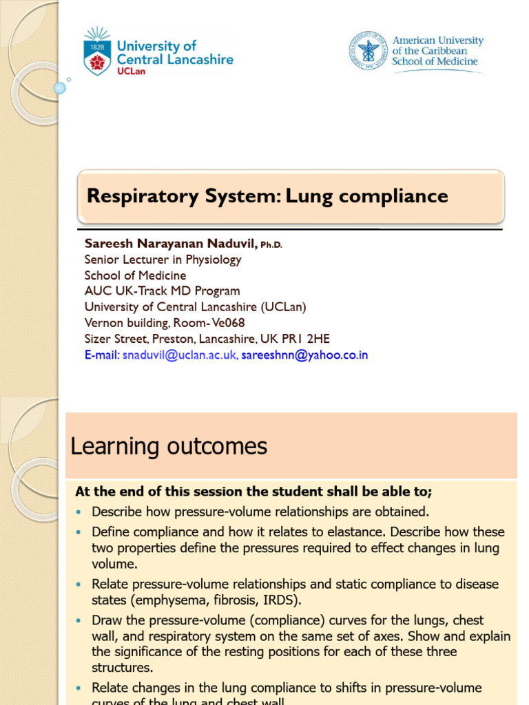 OLM. Physiology - Lung Compliance | PDF | Lung | Respiratory System