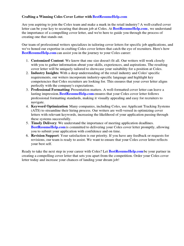 Coles Cover Letter | PDF | Retail | Résumé