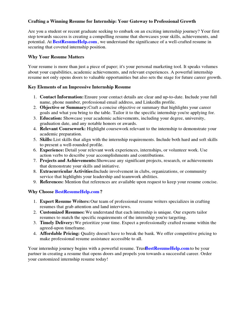Internship Resume Tips & Guide | PDF | Résumé | Engineering