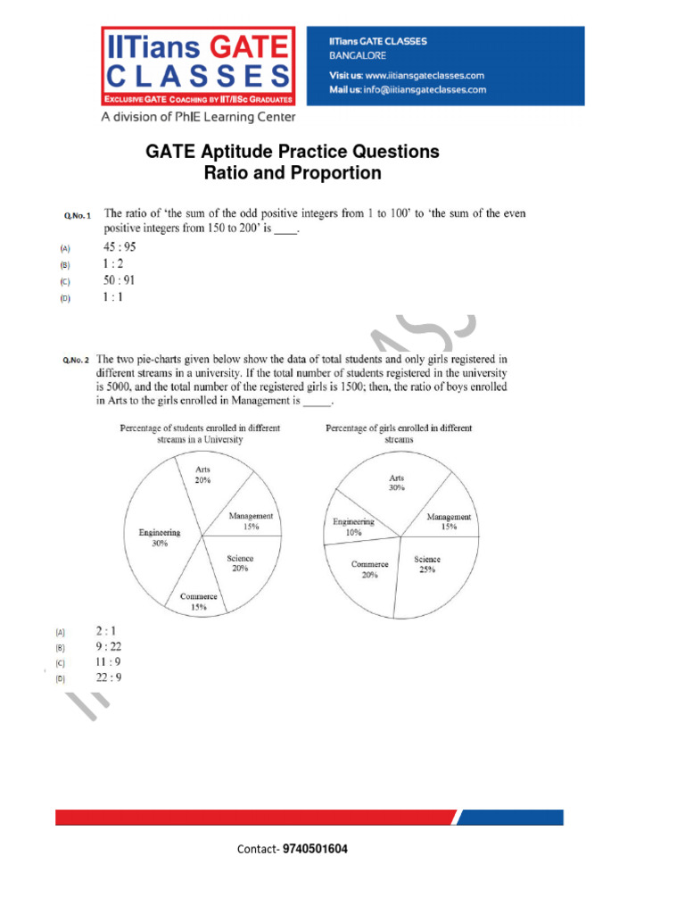 GATE Aptitude Ratio Practice & Coaching | PDF | Business | Computers
