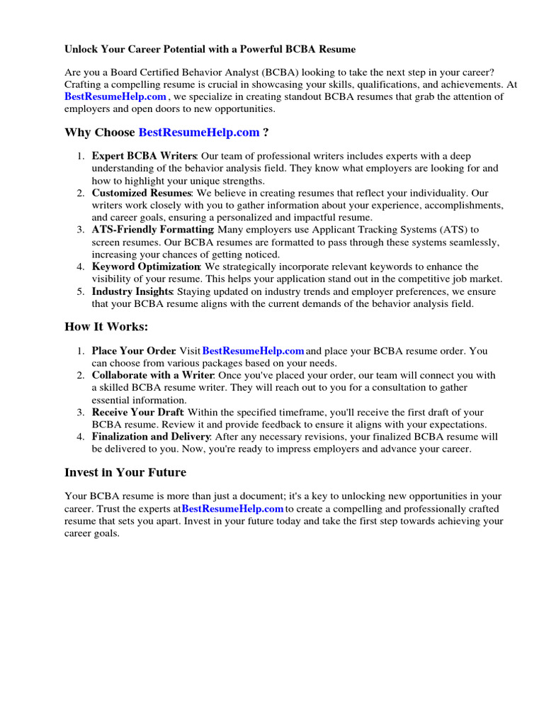 Bcba Resume | Download Free PDF | Résumé | Psychology