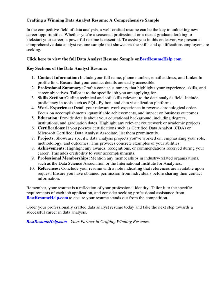 Data Analyst Resume Sample | PDF | Résumé | Intelligence Analysis