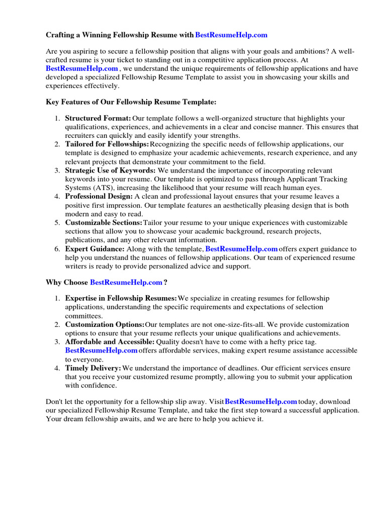 Fellowship Resume Template | PDF | Résumé | Data