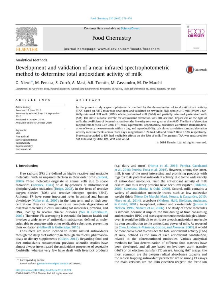 2017 Development And Validation Of A Near Infrered Spectro Method To
