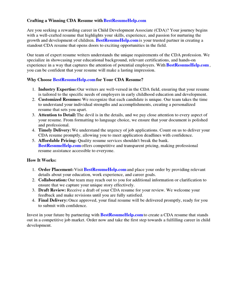 CDA Resume Tips from BestResumeHelp.com | PDF | Résumé | Recruitment