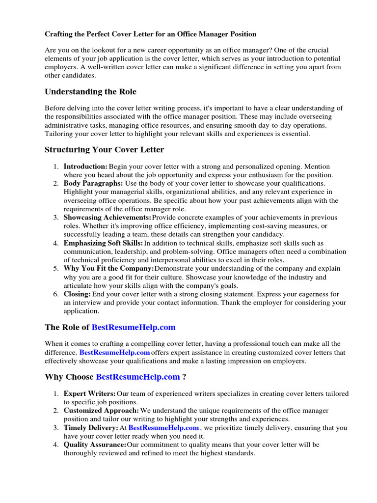 How To Write A Cover Letter For Office Manager Position | PDF | Résumé ...