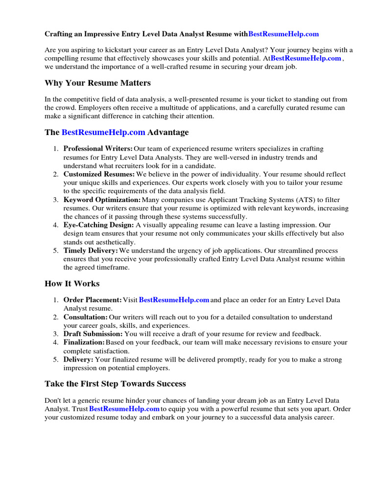 Entry Level Data Analyst Resume | PDF | Résumé | Intelligence Analysis