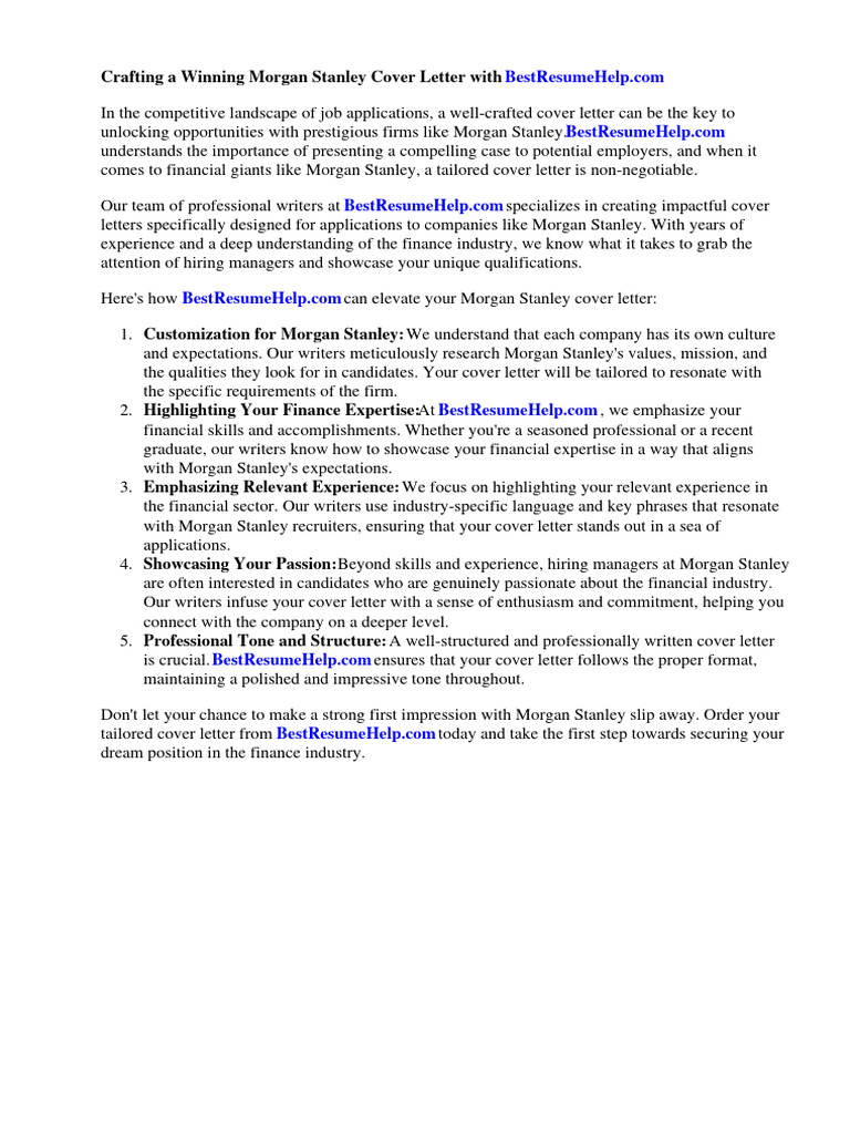 Morgan Stanley Cover Letter | PDF | Privacy | Morgan Stanley