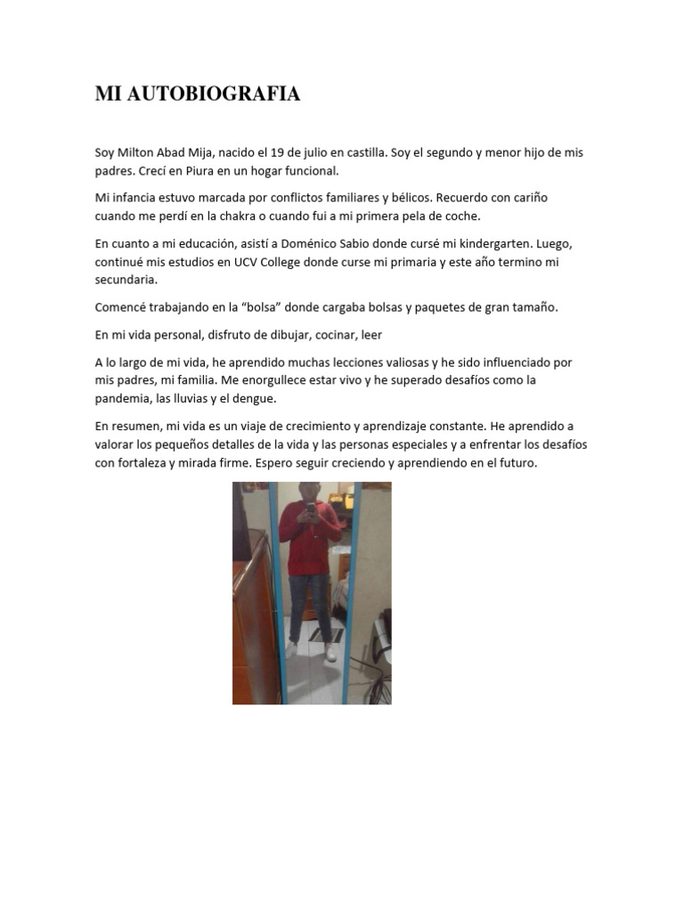 Autobiografía de Milton Abad Mija | PDF