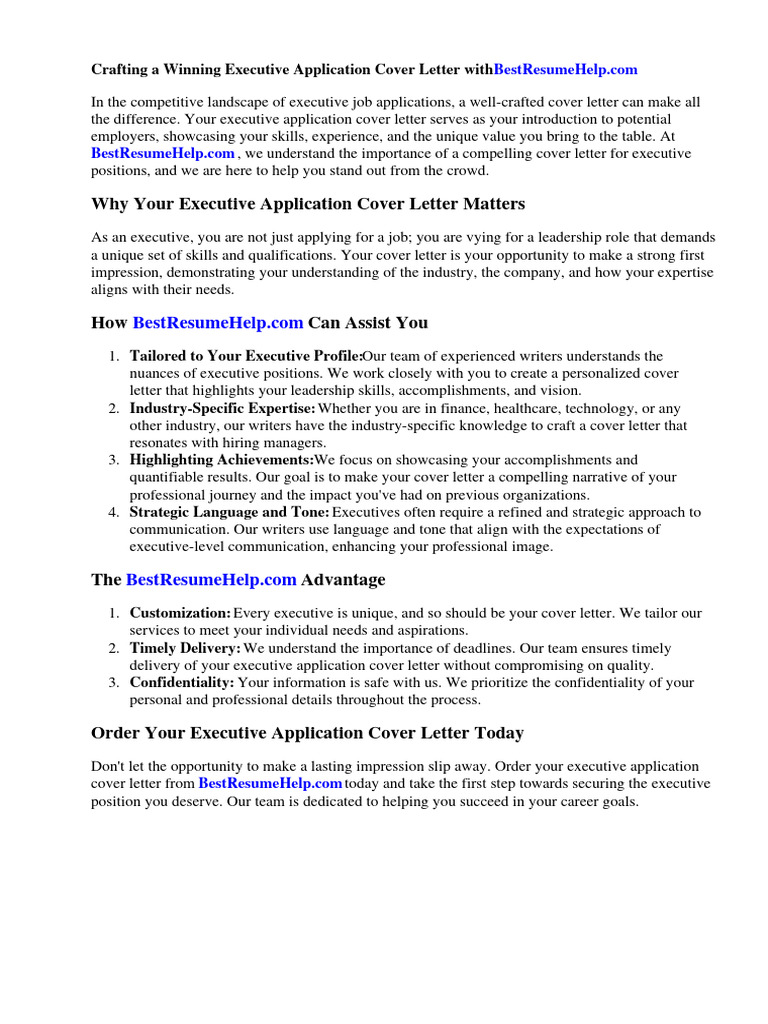 Executive Application Cover Letter | PDF | Résumé