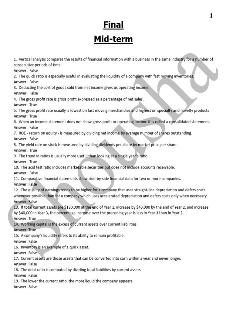 Financial Analysis and Ratios Overview | PDF | Income Statement | Working Capital
