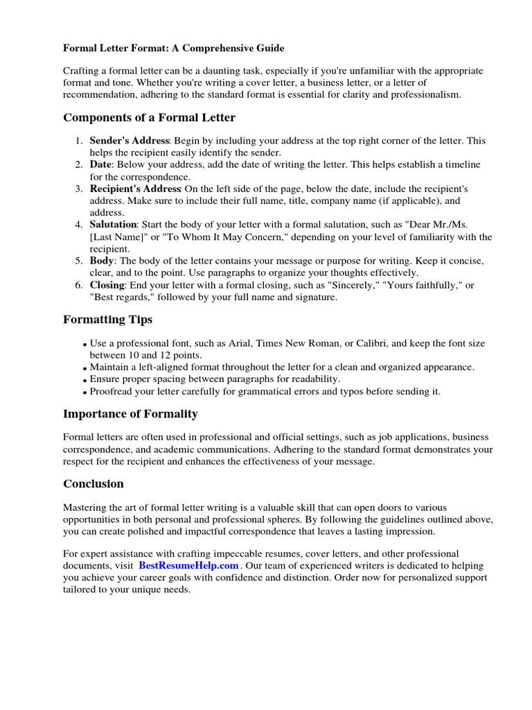 Formal Letter Writing Guide | PDF | Employment | Communication