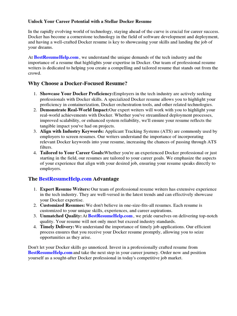 Docker Resume | Download Free PDF | Résumé | Forklift