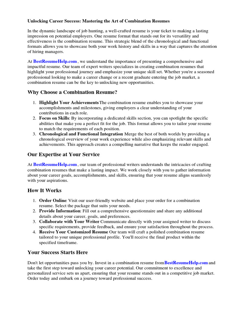 Combination Resume Sample | PDF | Résumé | Recruitment