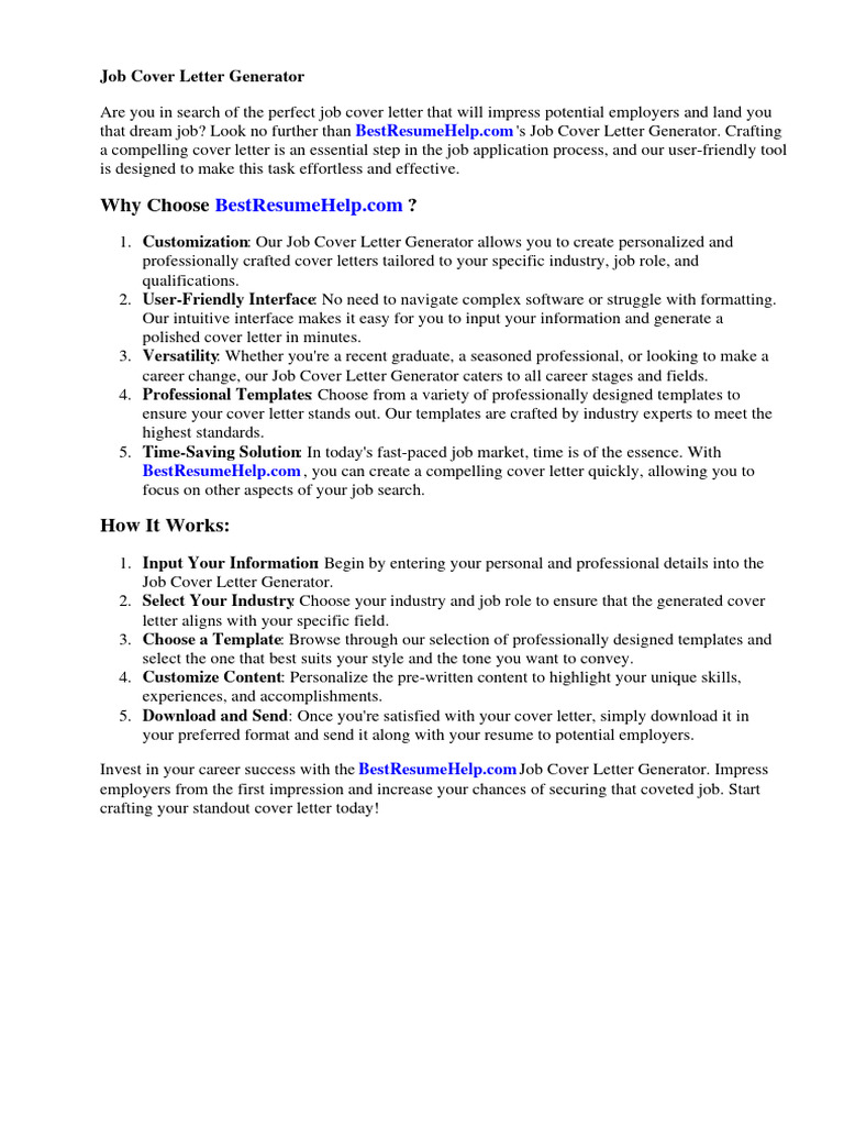 Job Cover Letter Generator | PDF | Résumé | Recruitment