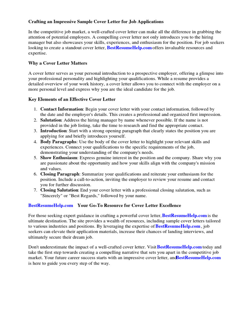 Good Sample Cover Letter for Job Application | PDF | Résumé | Recruitment