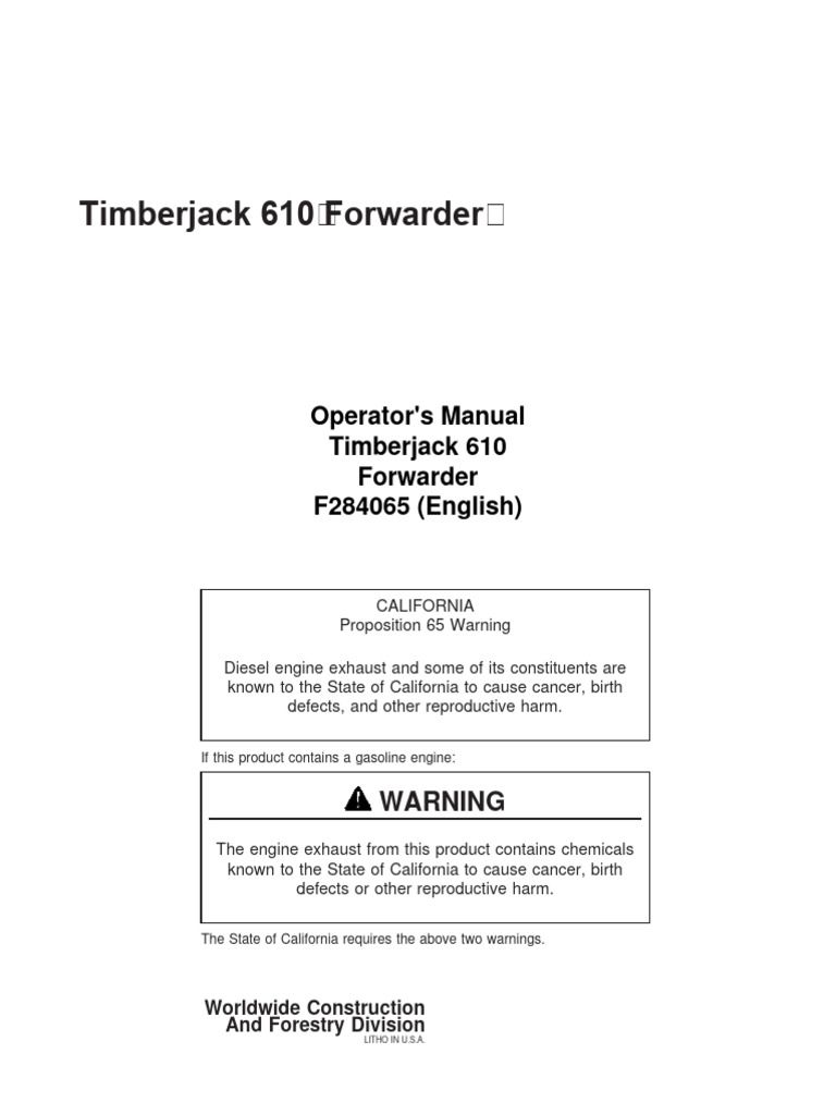 Timberjack 610 Forwarder Operator's Manual | PDF