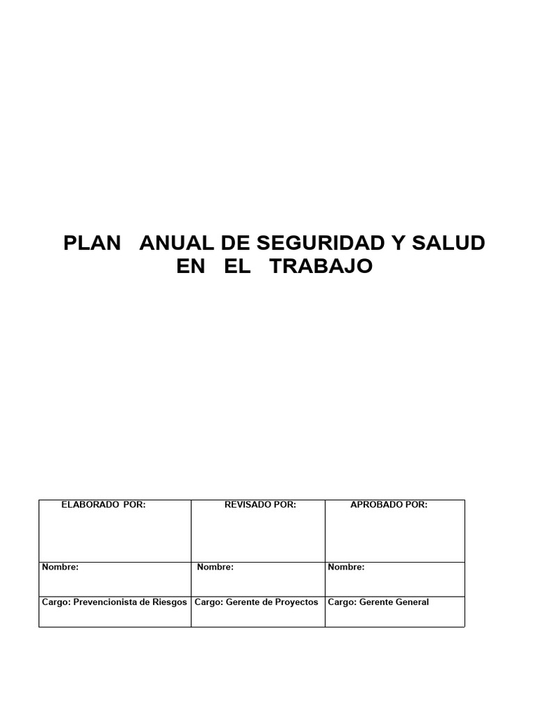 Plan Anual de Seguridad y Salud en El Trabajo - Selectronics -2022 | PDF | Seguridad y salud ...