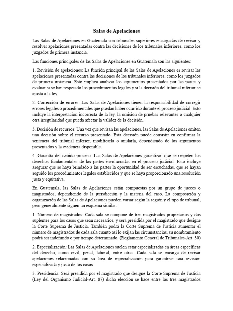 Salas de Apelaciones en Guatemala | PDF | Apelación | Judicaturas