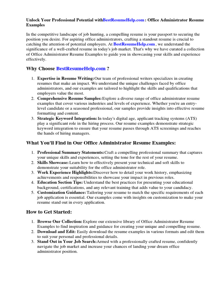 Office Administrator Resume Examples | Pdf | Résumé | Business