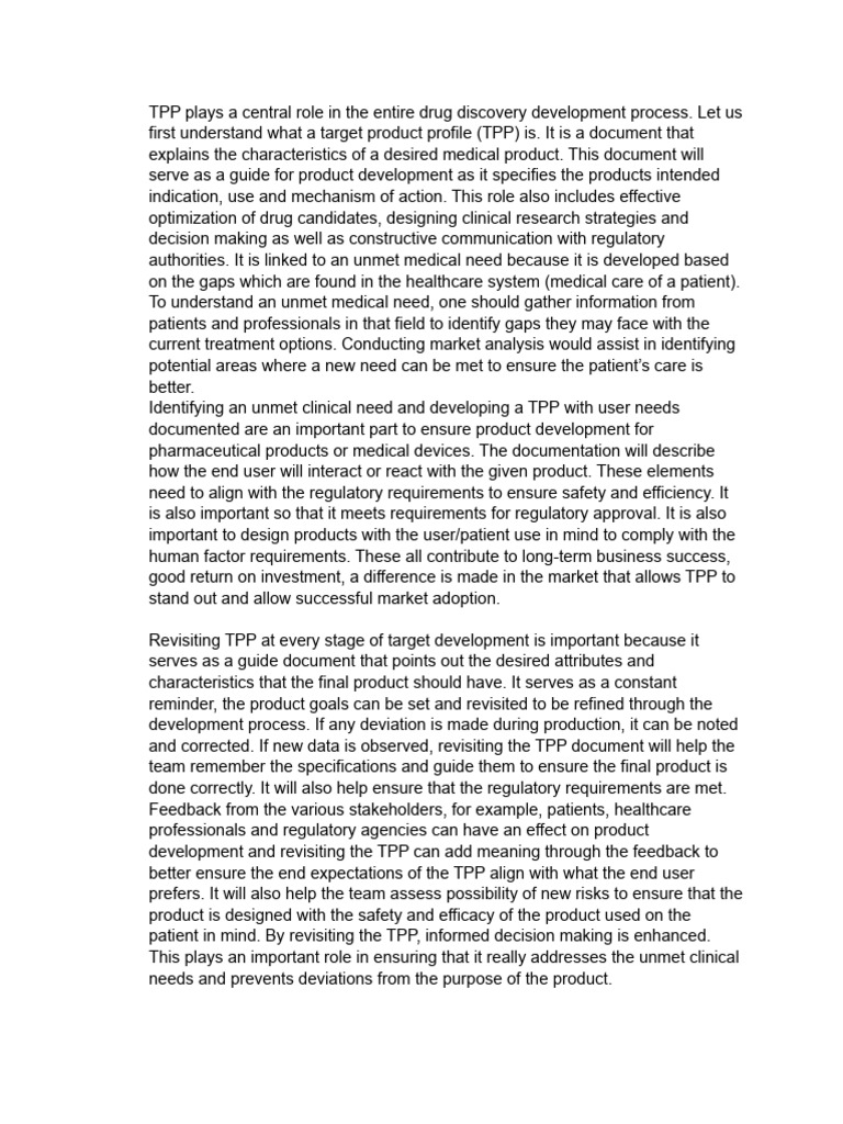 TPP discussion | PDF | Clinical Trial | Health Sciences