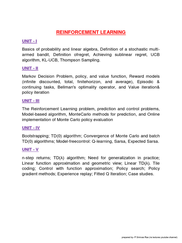 Reinforcement Learning Notes | PDF | Mathematical Analysis | Applied ... Reinforcement Learning Notes | PDF | Mathematical Analysis | Applied ...