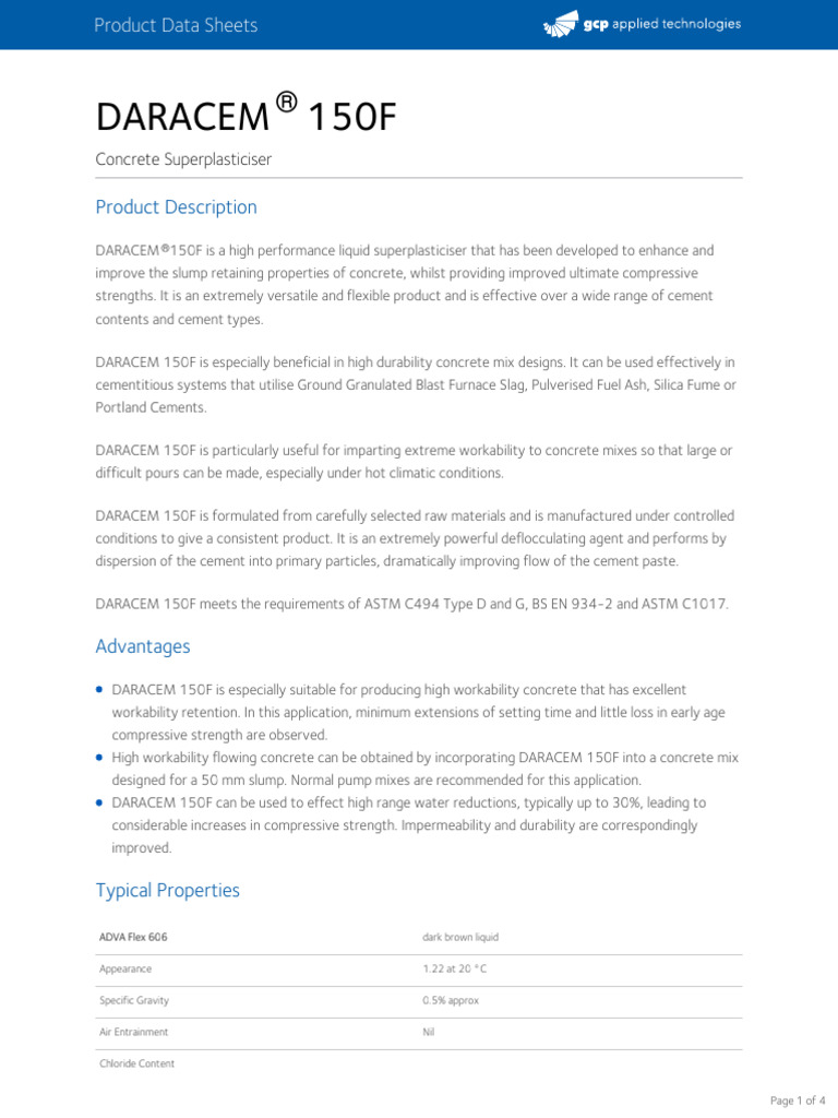 Daracem 150f En-Gb | PDF | Concrete | Cement