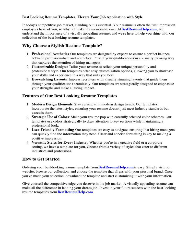 Best Looking Resume Template | PDF | Résumé | Page Layout