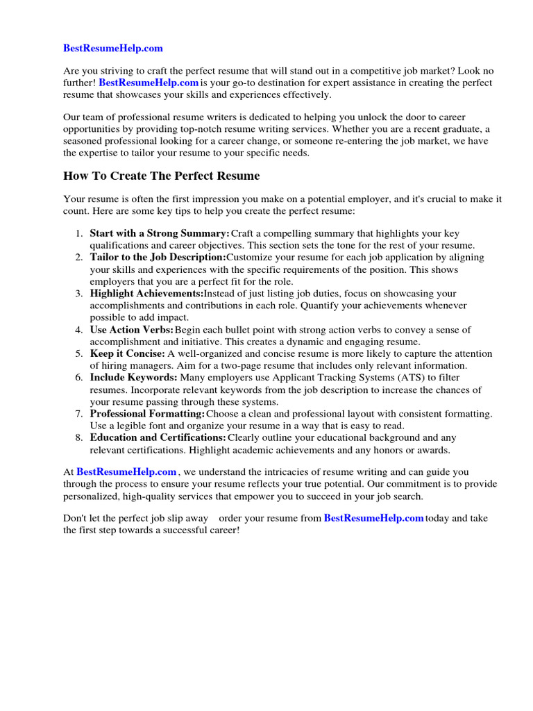How to Create the Perfect Curriculum Vitae | PDF