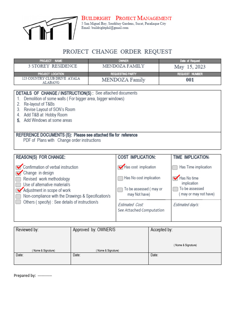 Change Order 001 | PDF | Computing
