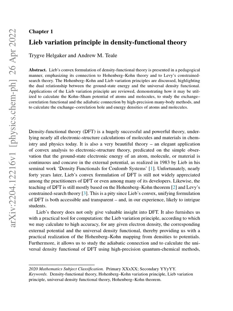 Lieb Variation Principle in Density-Functional The | Download Free PDF ...