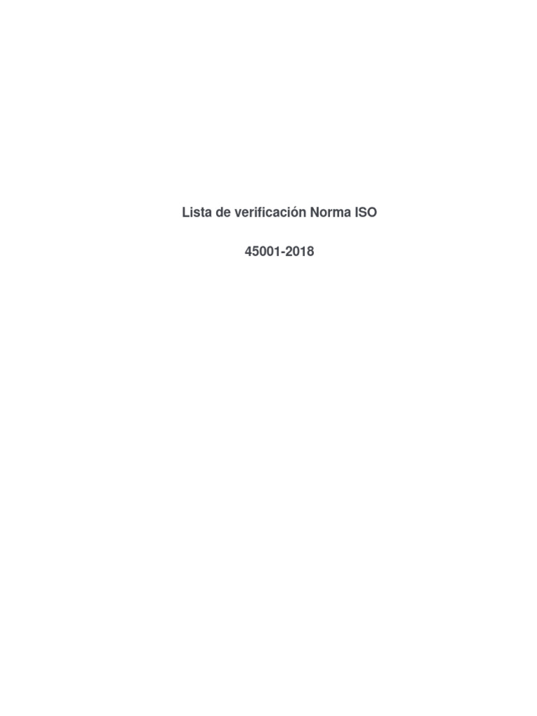 Lista de Verificación ISO 45001-2018 Editada | PDF | Planificación | Evaluación