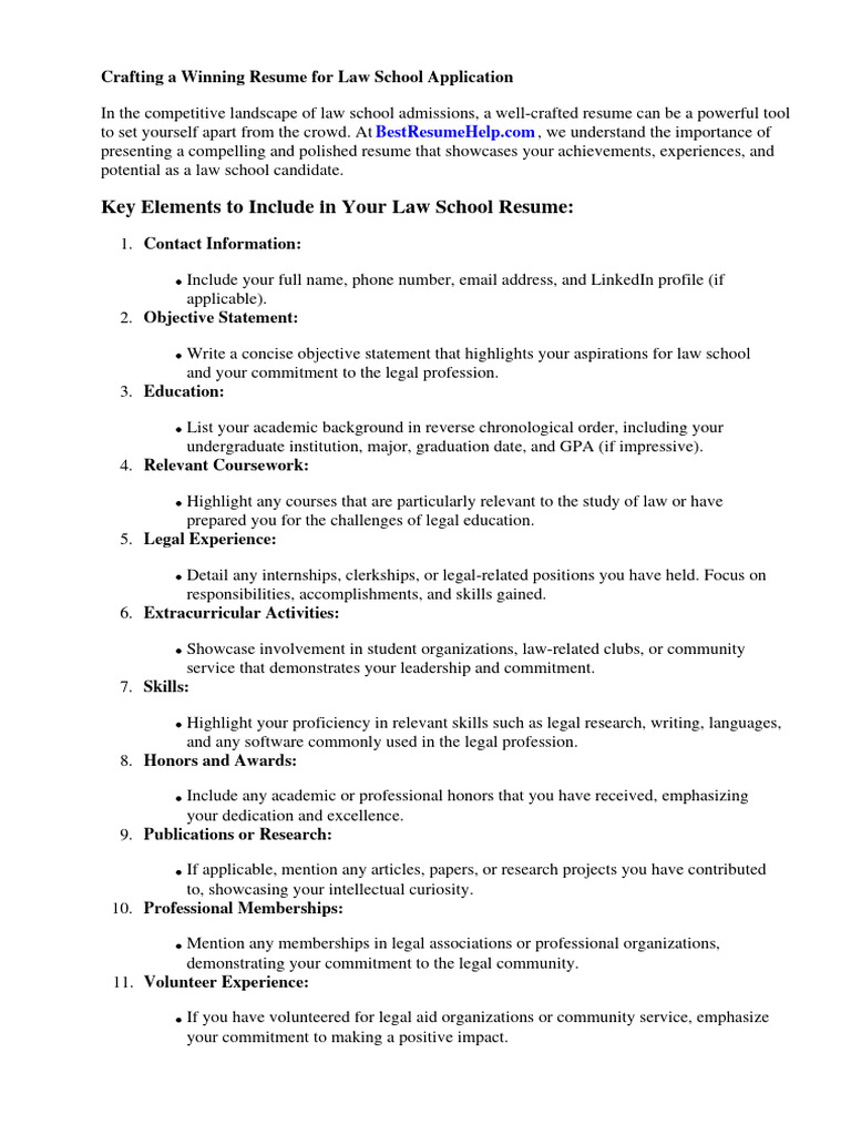Law School Application Resume Guide | PDF | Résumé