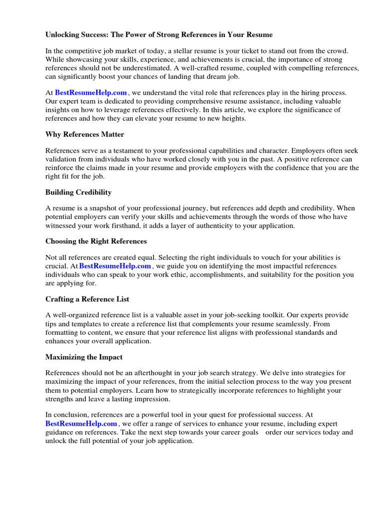 Resume References for Job Seekers | PDF | Résumé | Recruitment