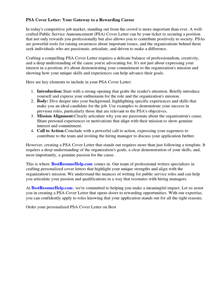 Psa Cover Letter | PDF | Résumé | Sampling (Statistics)