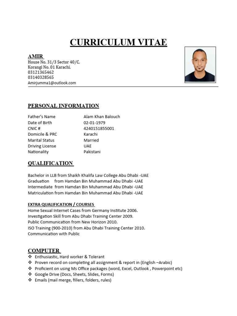 CV Amir Khan 2024 | PDF