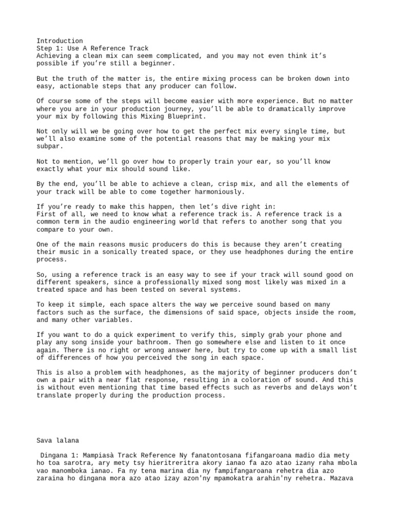 The Mixing Blueprint Pdf Recording Audio Electronics