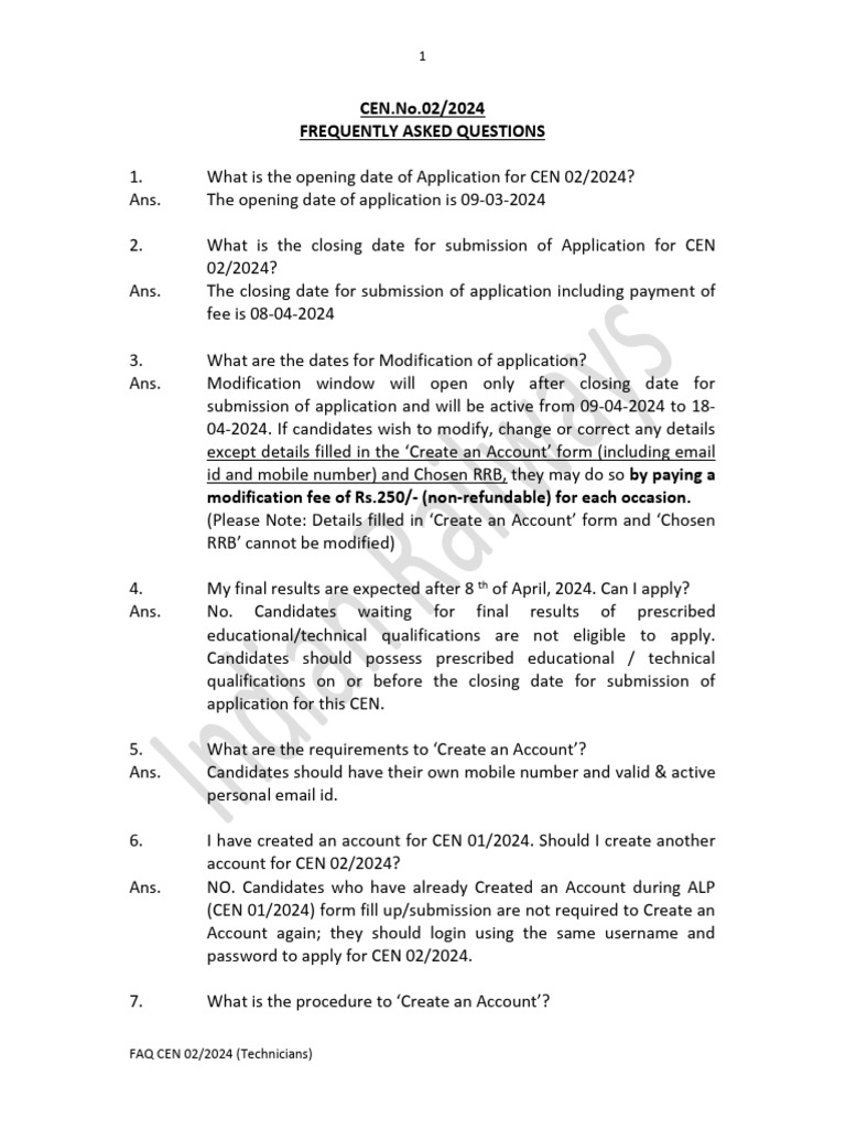 FAQs CEN No. 02 - 2024 | PDF | Diploma | Password